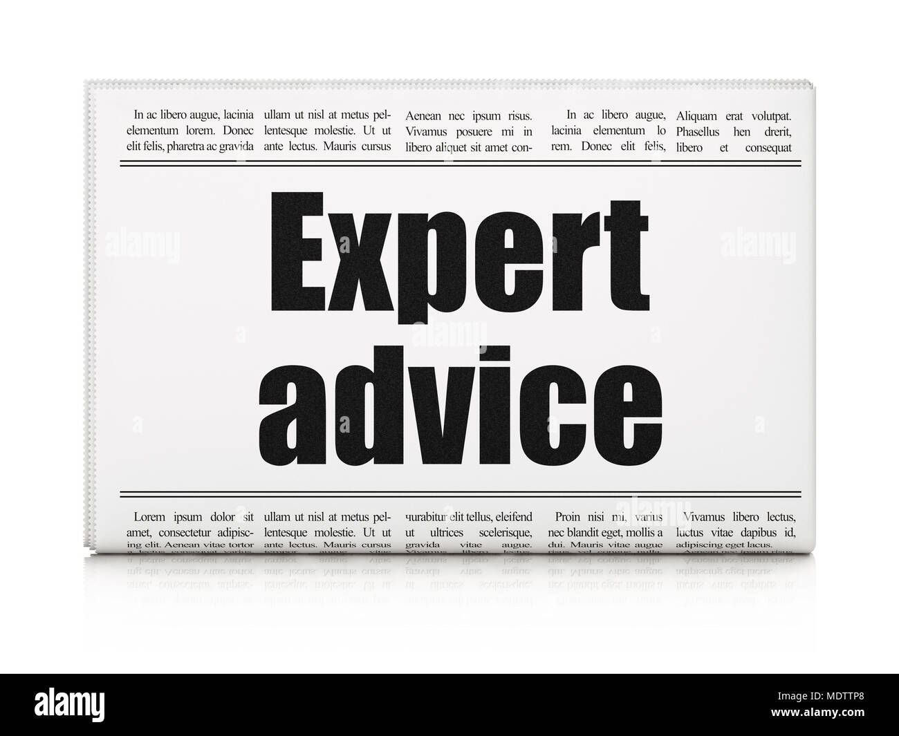 Law concept: newspaper headline Expert Advice on White background, 3D ...