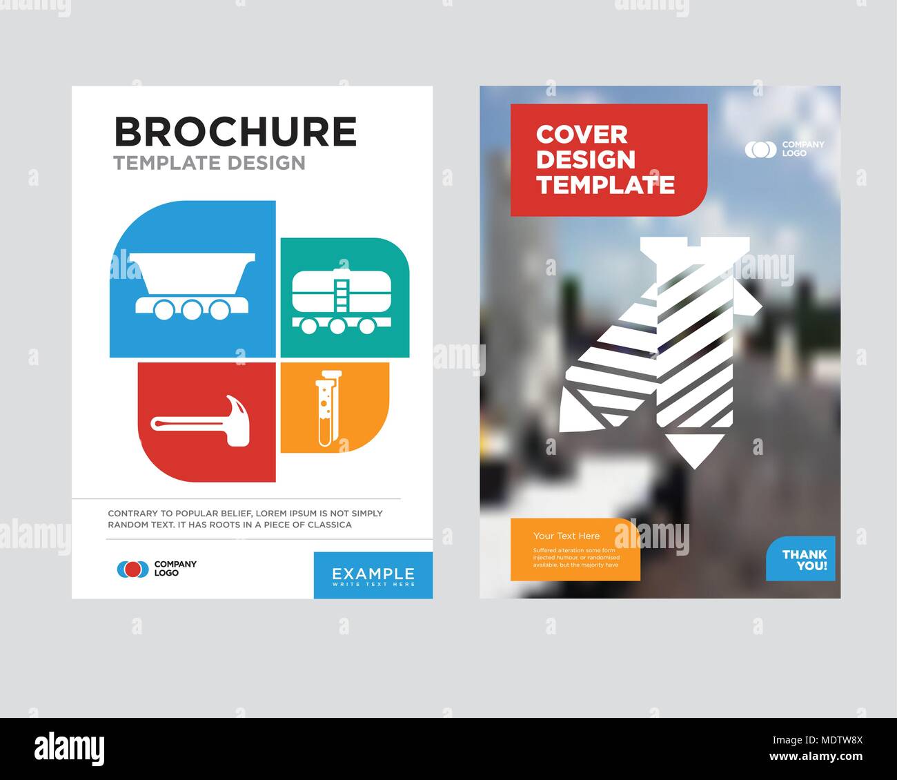 tie brochure flyer design template with abstract photo background ...
