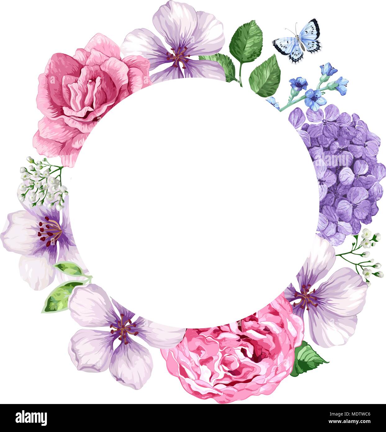 Floral background in watercolor style isolated on white. Template for ...