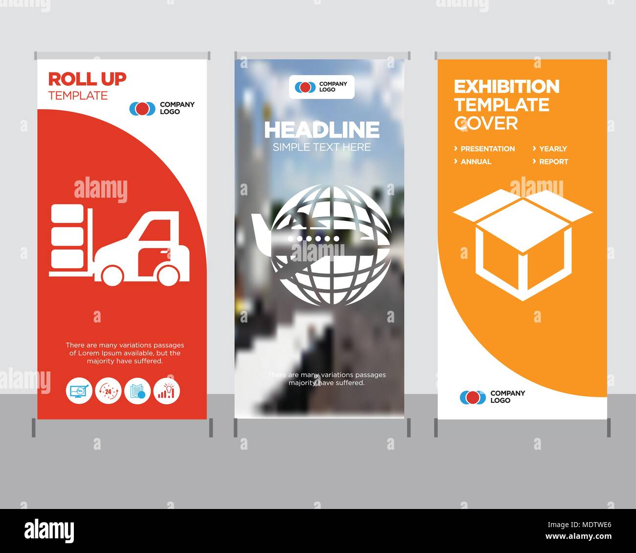 Delivery package opened modern business roll up banner design template ...