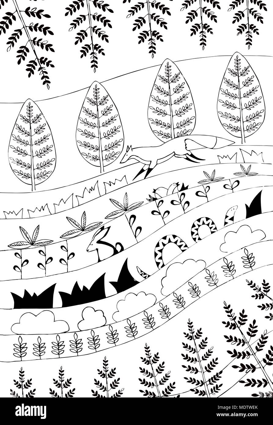 The Page for Coloring Book. Antistress Painting Stock Vector Image ...