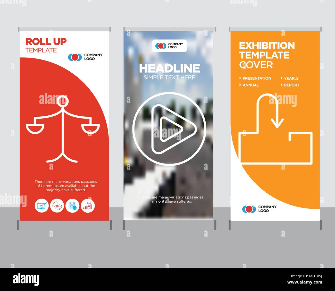 Inbox modern business roll up banner design template, Play button ...