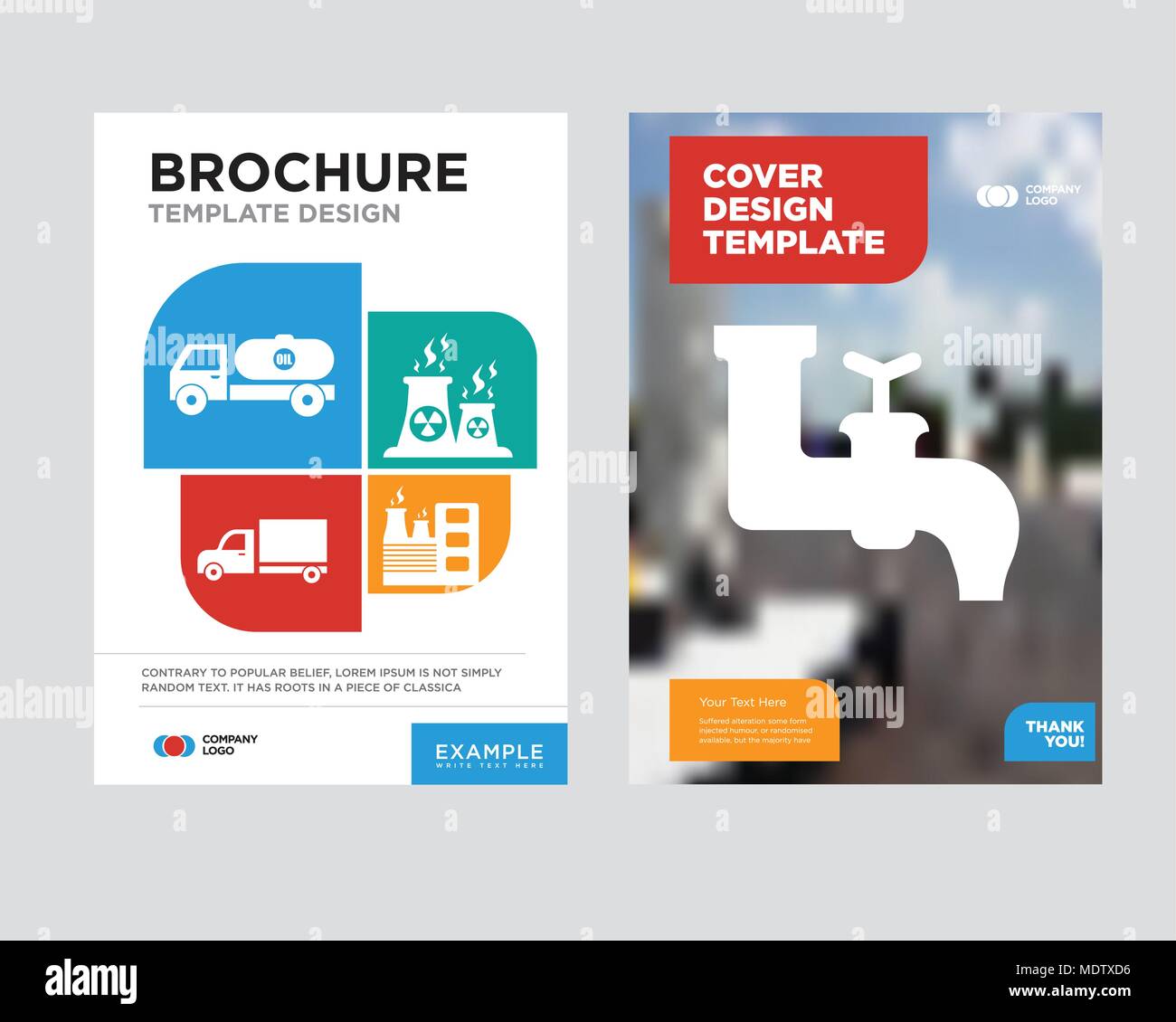 faucet brochure flyer design template with abstract photo background ...