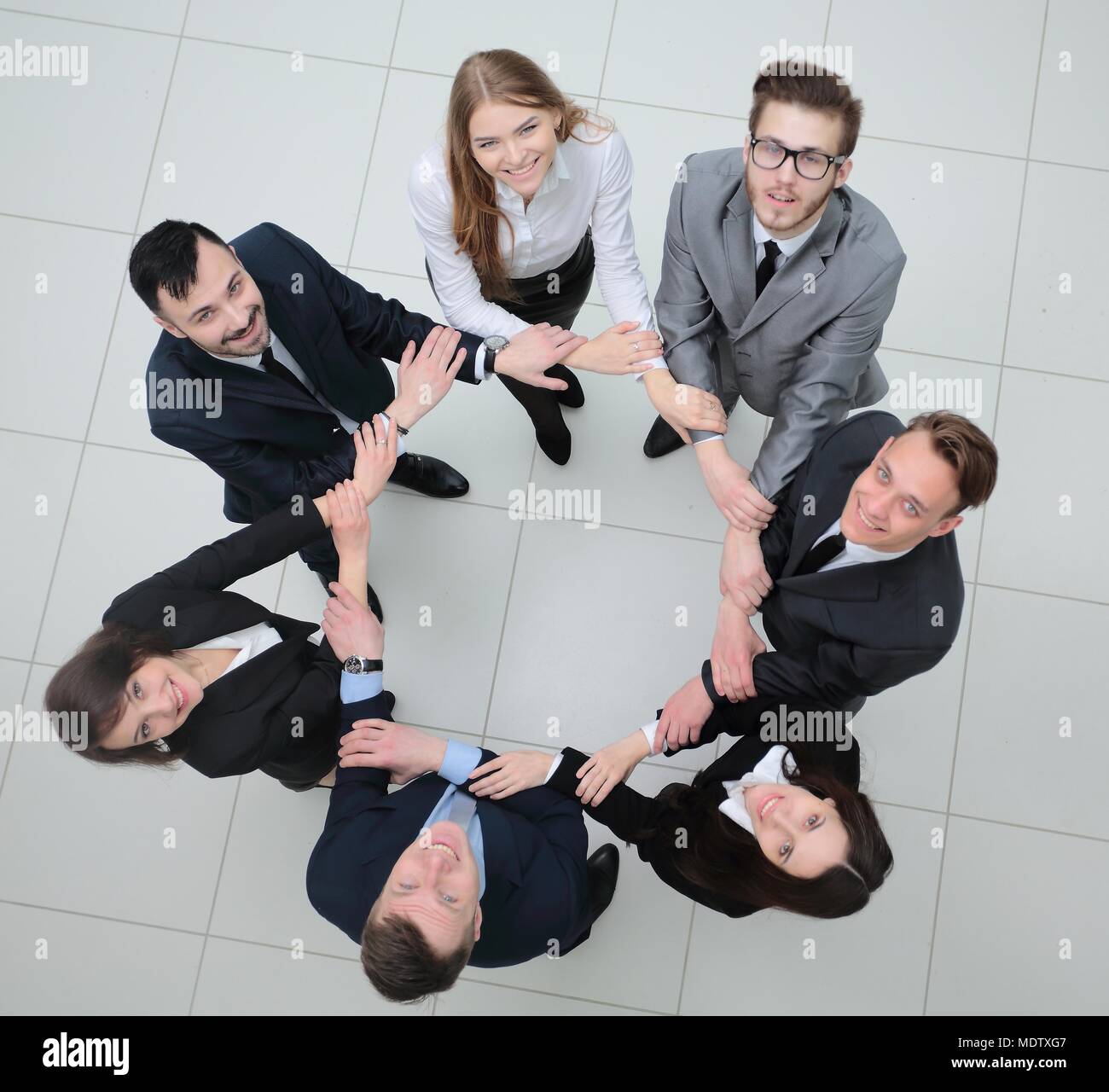 concept of partnership. business people standing in a circle Stock ...