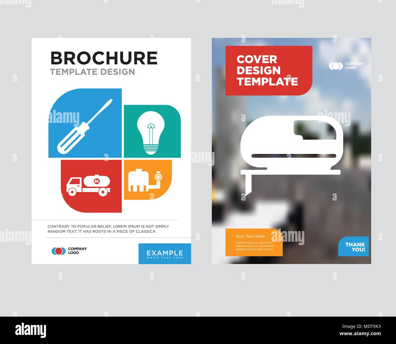 jigsaw brochure flyer design template with abstract photo background ...