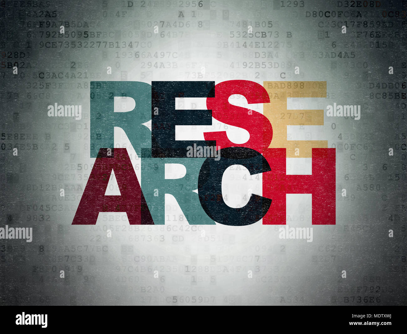 Marketing concept: Painted multicolor text Research on Digital Data Paper background Stock Photo ...