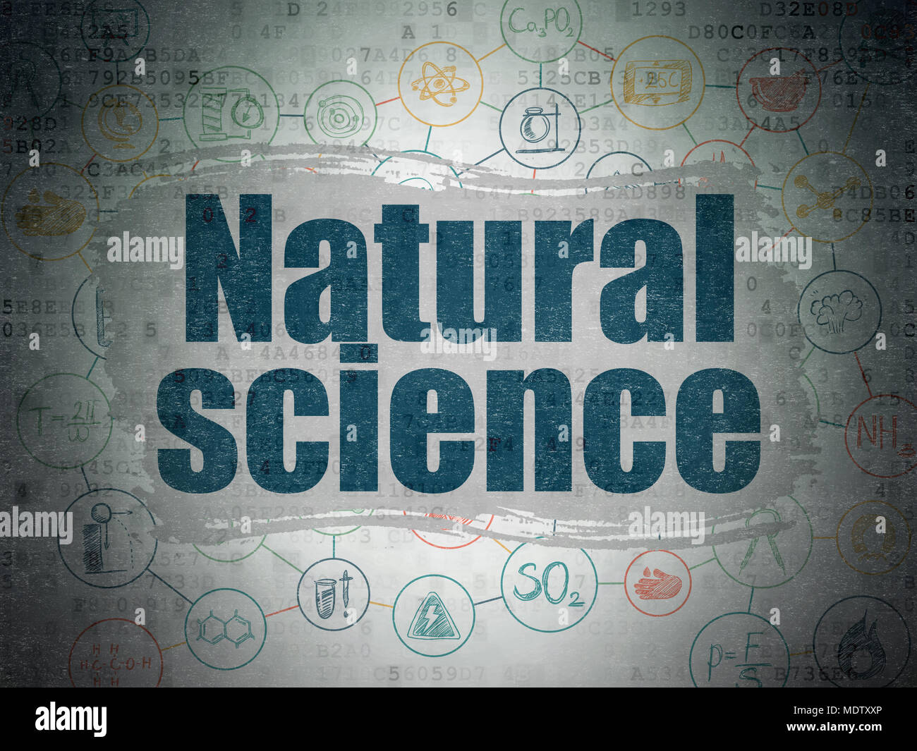 Science concept: Painted blue text Natural Science on Digital Data ...