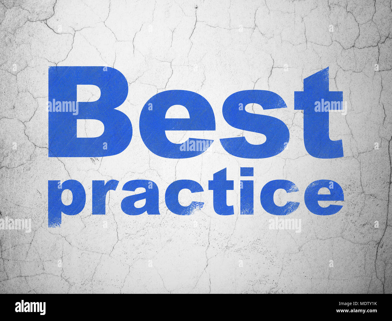 Learning concept: Blue Best Practice on textured concrete wall ...