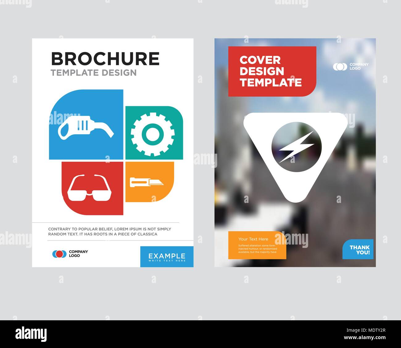 danger brochure flyer design template with abstract photo background ...