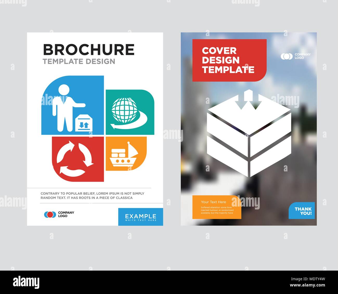 Delivery packing brochure flyer design template with abstract photo ...