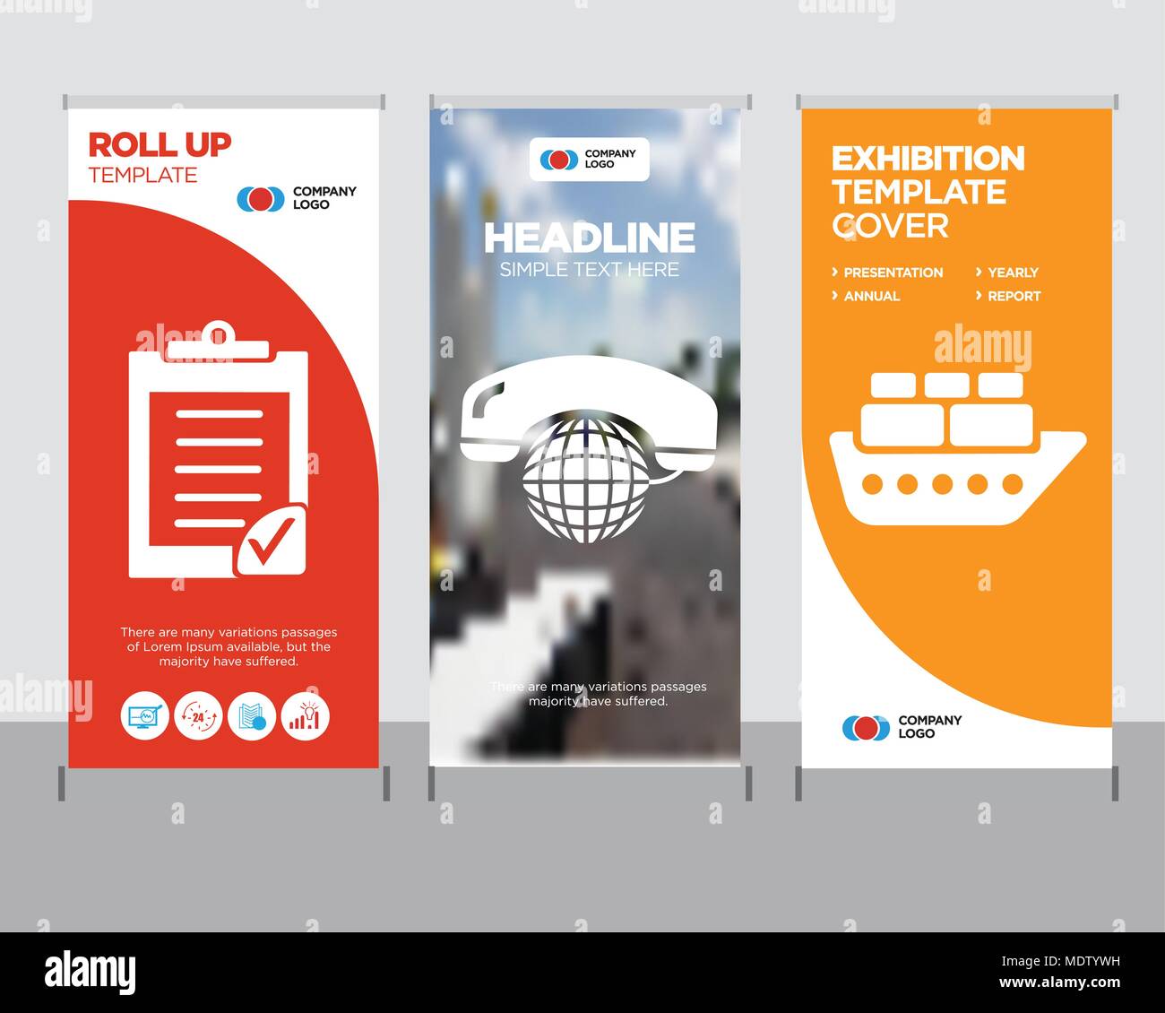 Containers on oceanic ship modern business roll up banner design ...