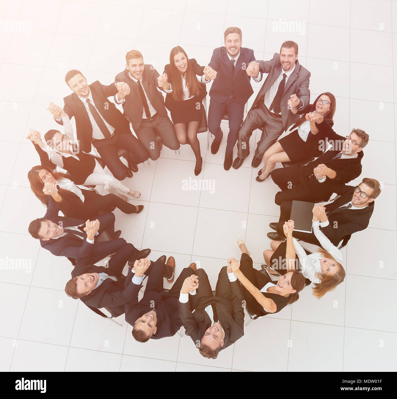 concept of team building .large successful business team sitting in a ...