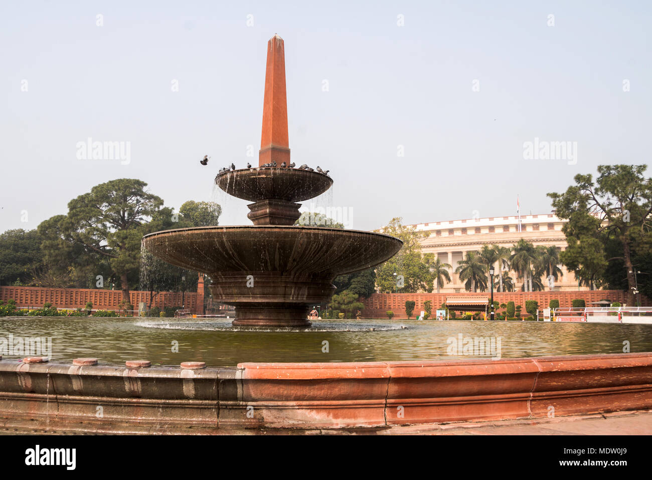 Fountain in front of the Sansad Bhawan, the Parliament House of India ...
