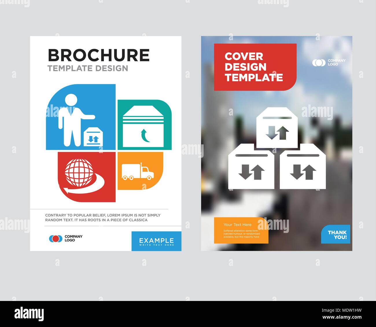 Three sto boxes for delivery brochure flyer design template with ...