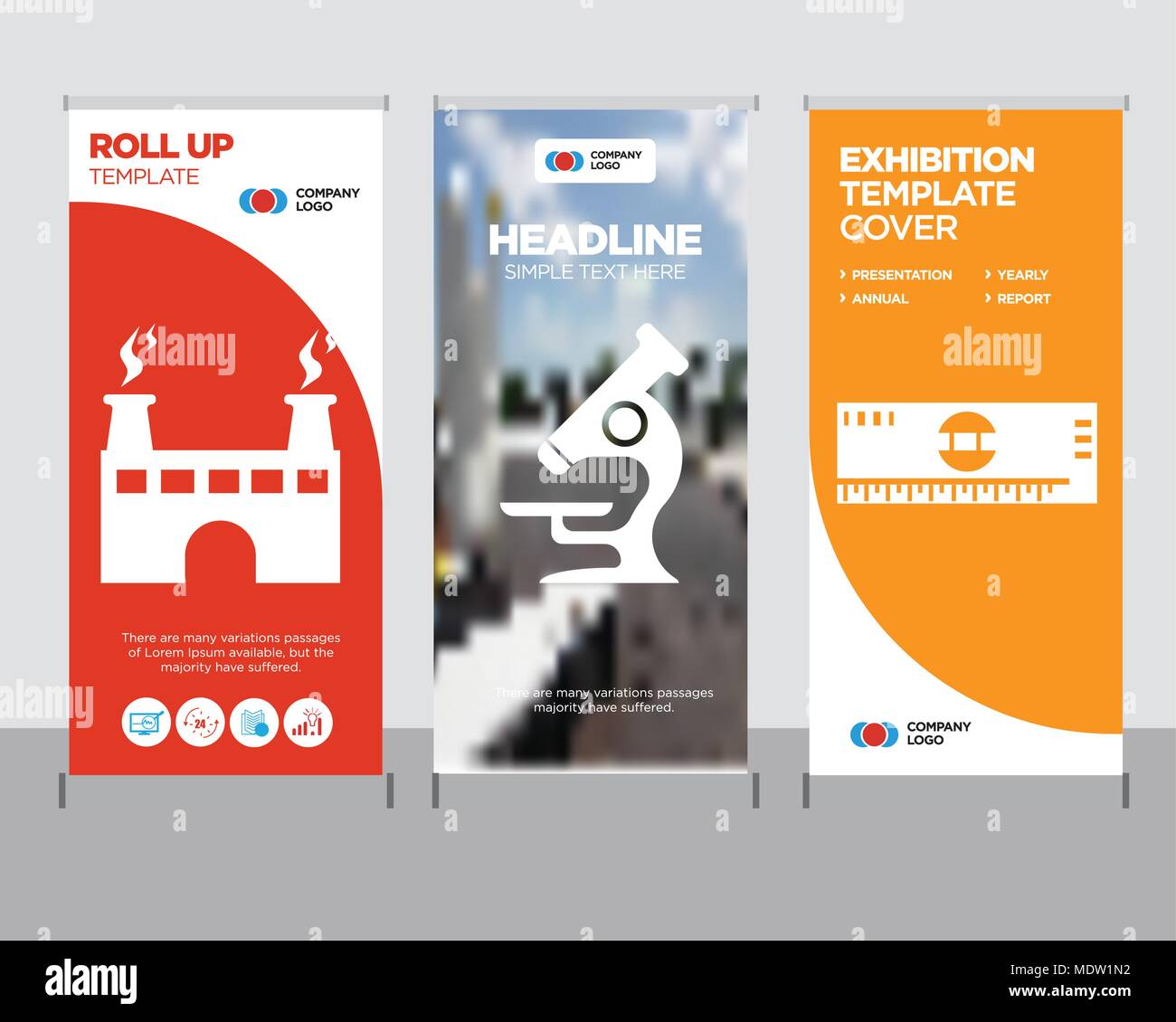scale modern business roll up banner design template, microscope ...
