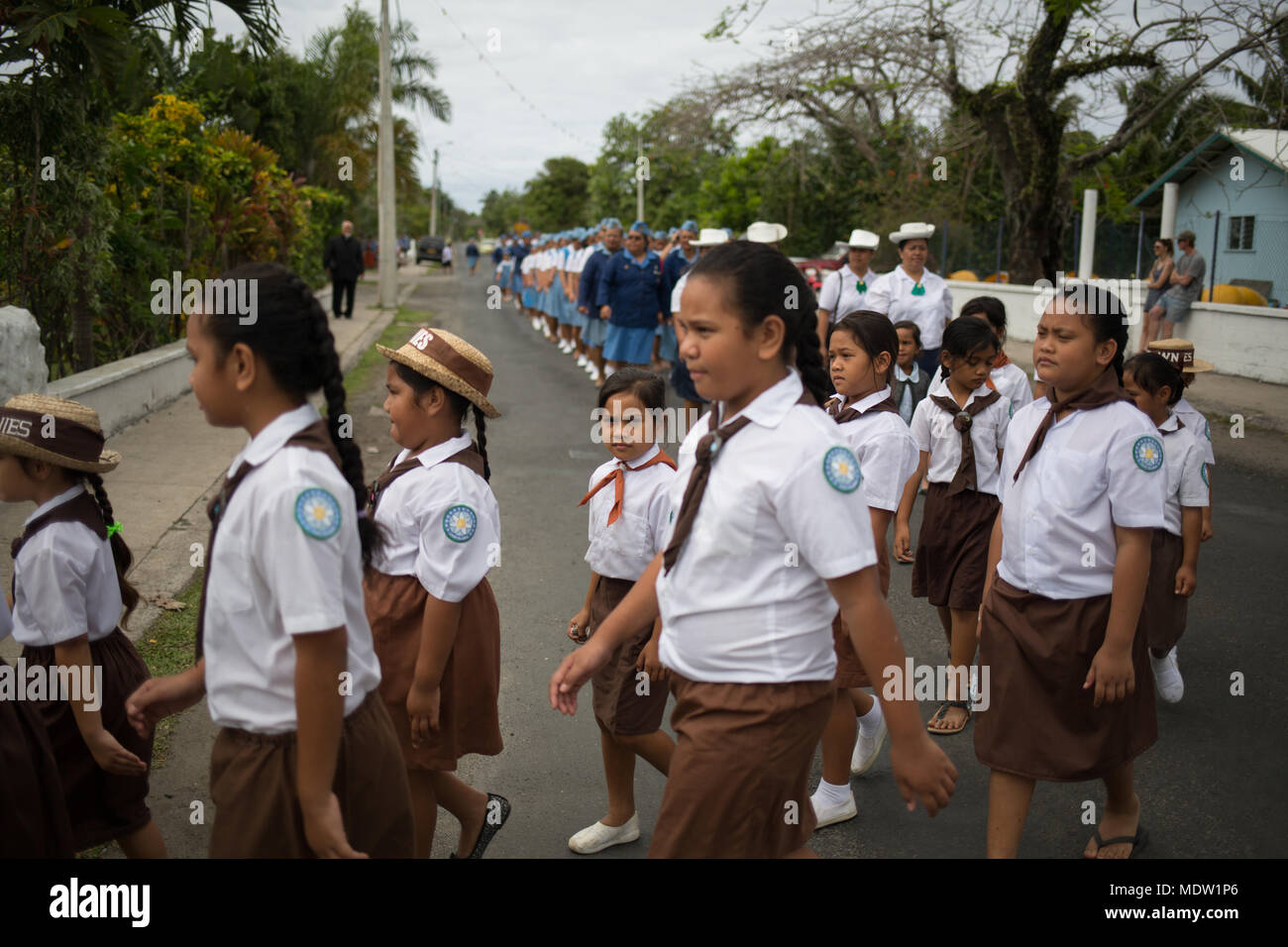 Church service with Brownies, Boys Scouts and Rangers in attendance, in ...