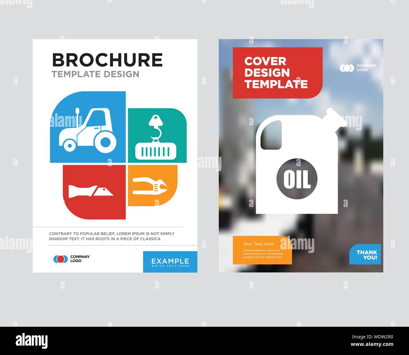 oil container brochure flyer design template with abstract photo ...