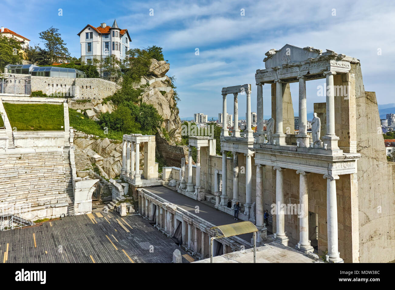 Amazing panorama of Old Town of Plovdiv and Ancient Roman theatre in ...