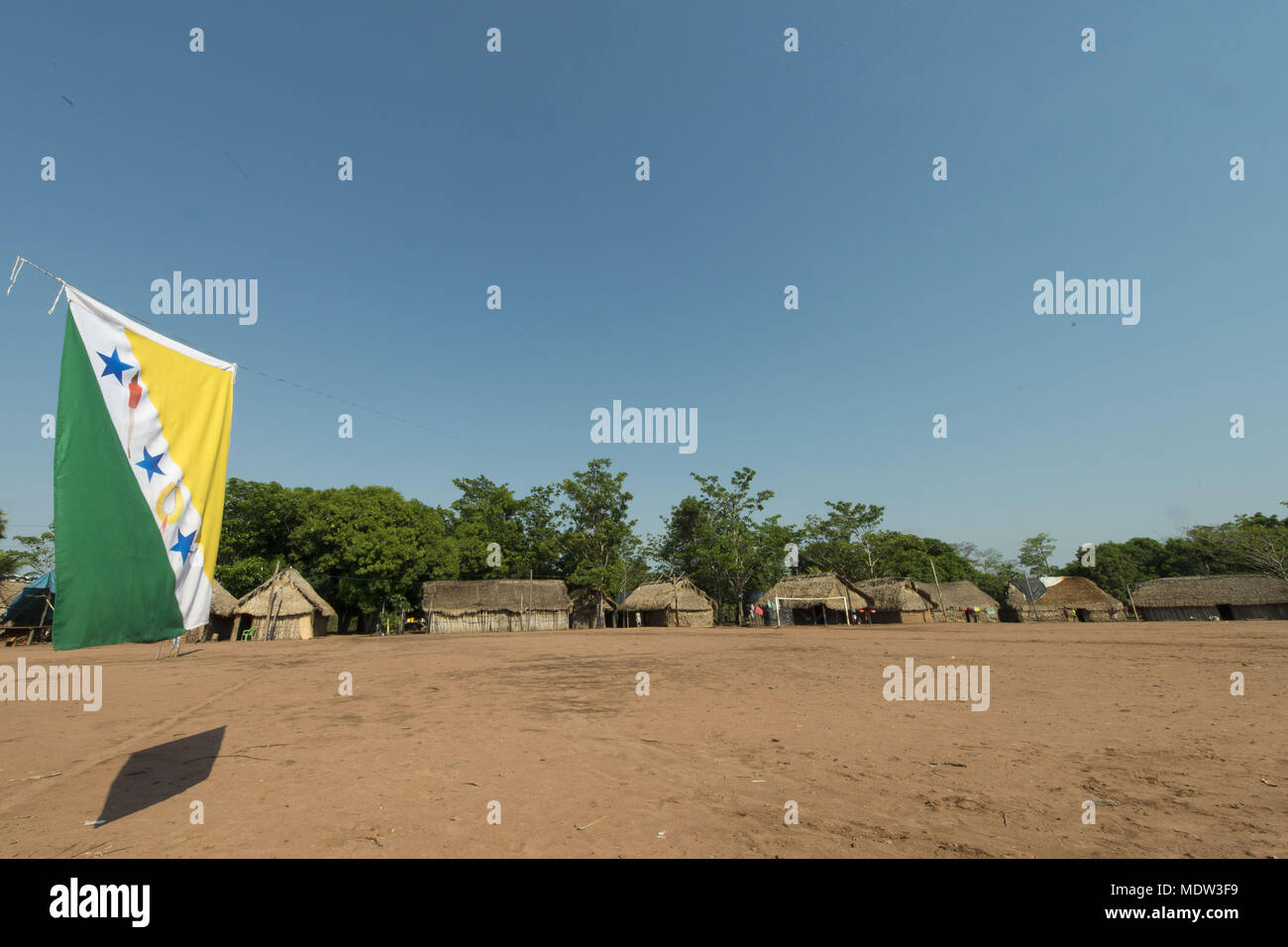 Hollow and courtyard of Moikarako village Kayapo ethnic group with the ...