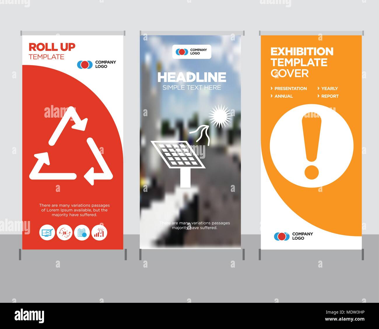 exclamation modern business roll up banner design template, solar ...