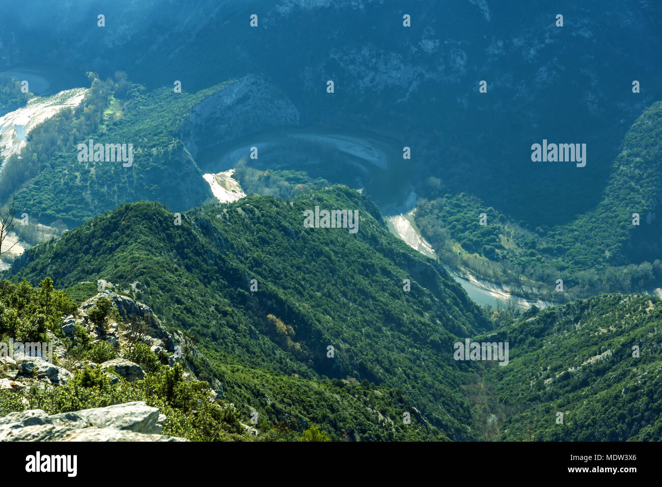 Amazing view to Meander of Nestos River near town of Xanthi, East ...