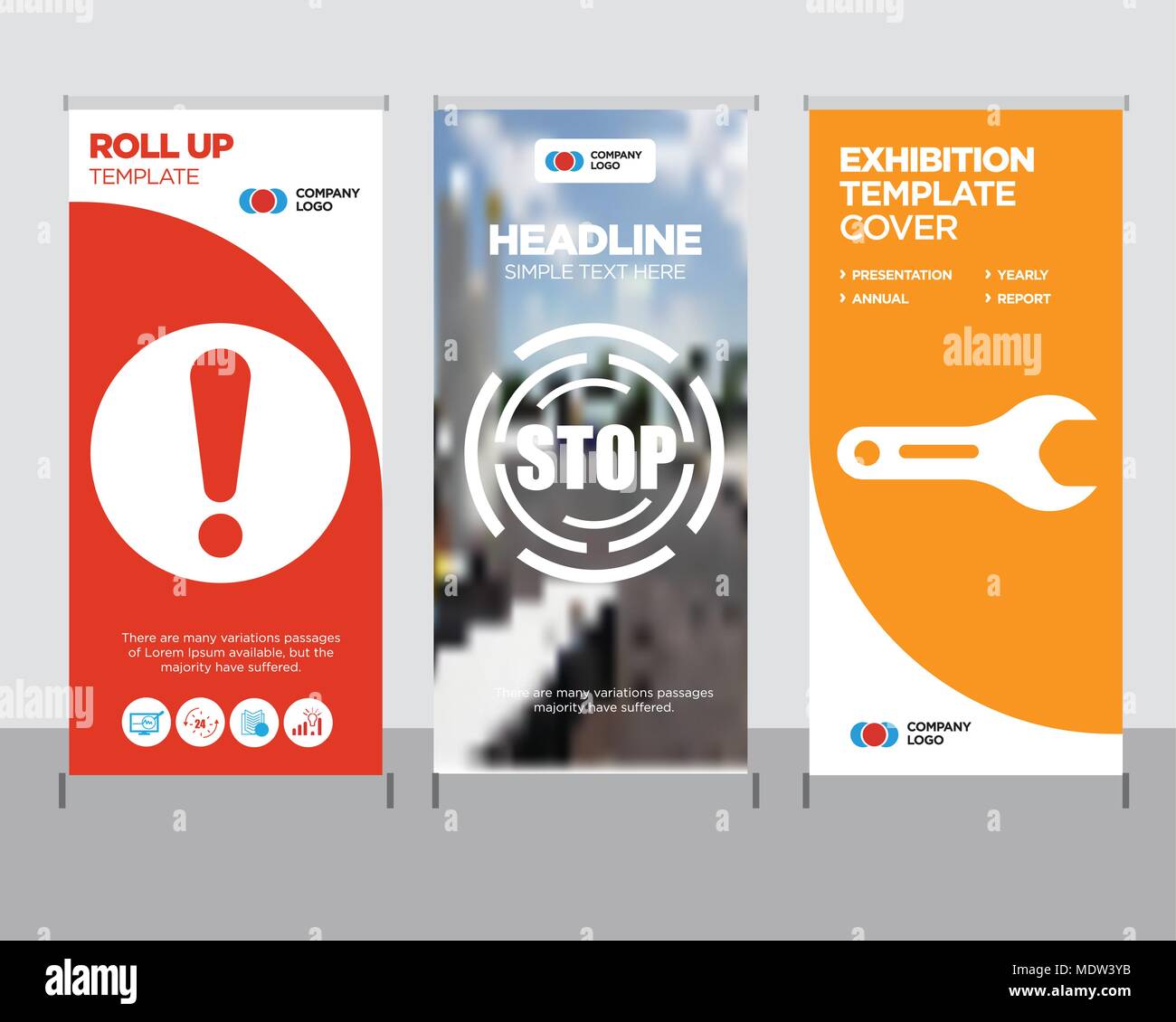 pipe wrench modern business roll up banner design template, stop ...