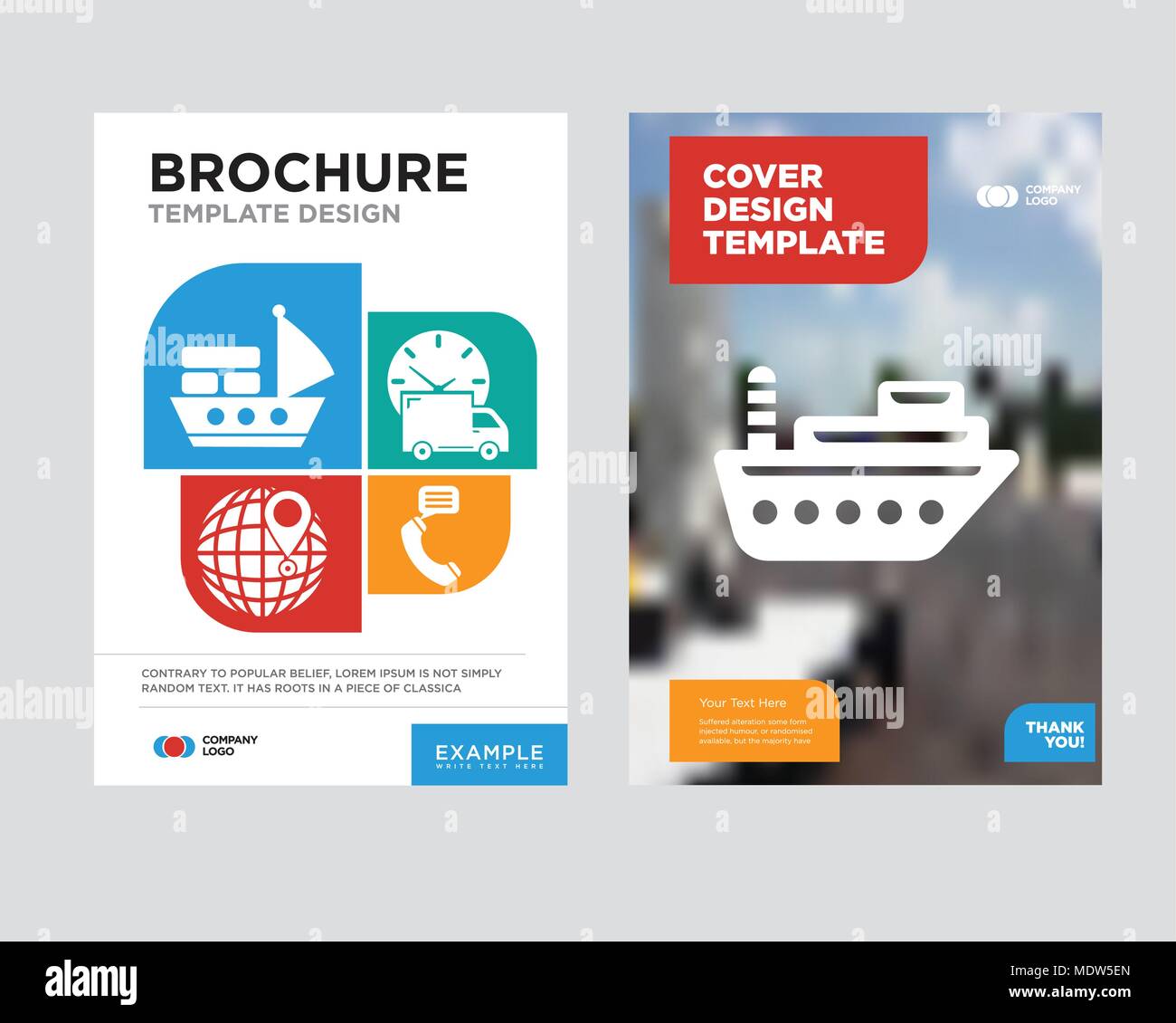 Sea ship brochure flyer design template with abstract photo background ...