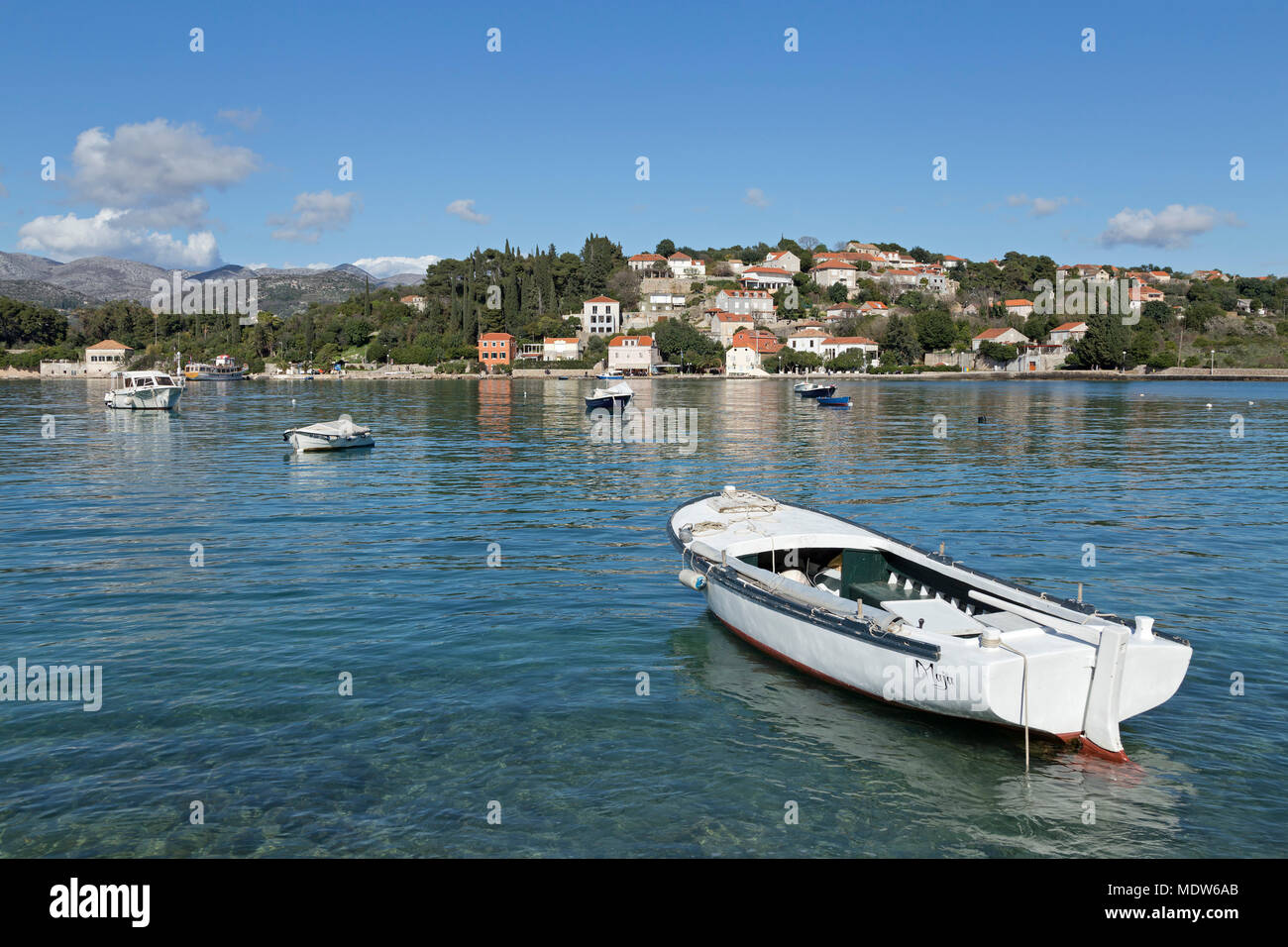 boats, Donje Čelo, Koločep Island, Elaphite Islands, Dalmatia, Croatia ...