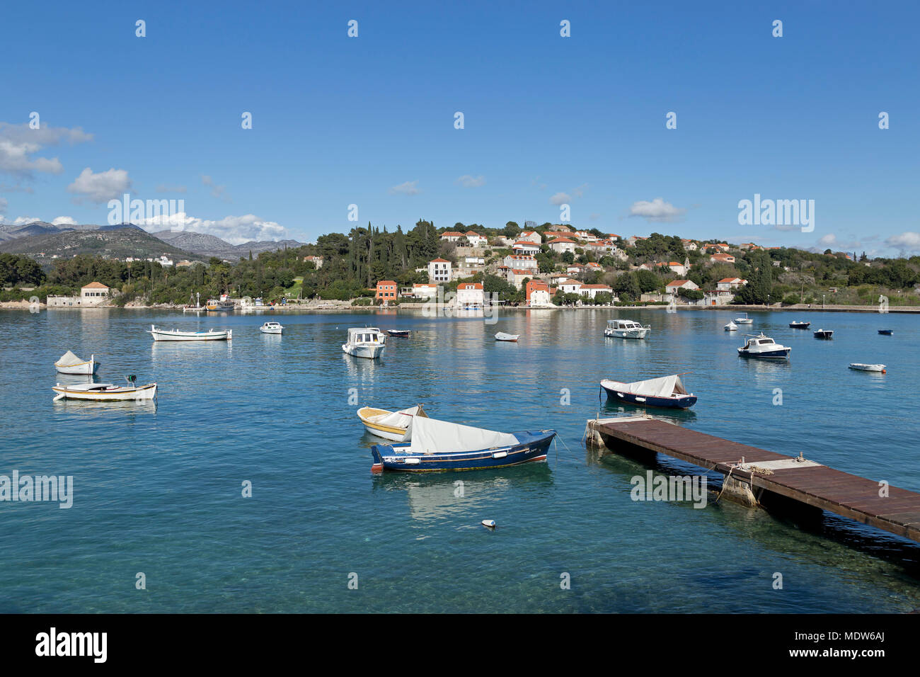 boats, Donje Čelo, Koločep Island, Elaphite Islands, Dalmatia, Croatia ...