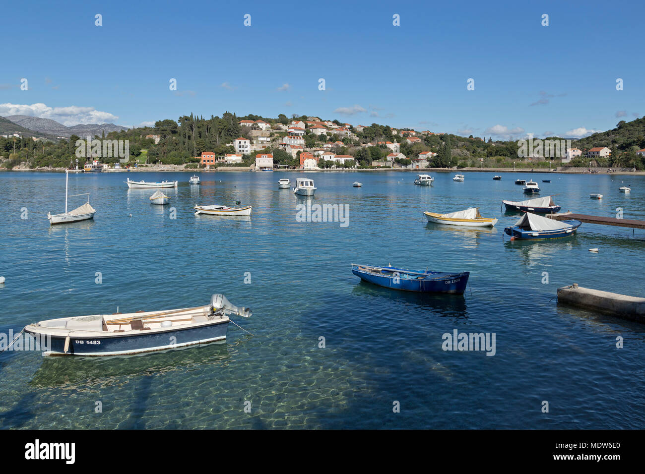 boats, Donje Čelo, Koločep Island, Elaphite Islands, Dalmatia, Croatia ...