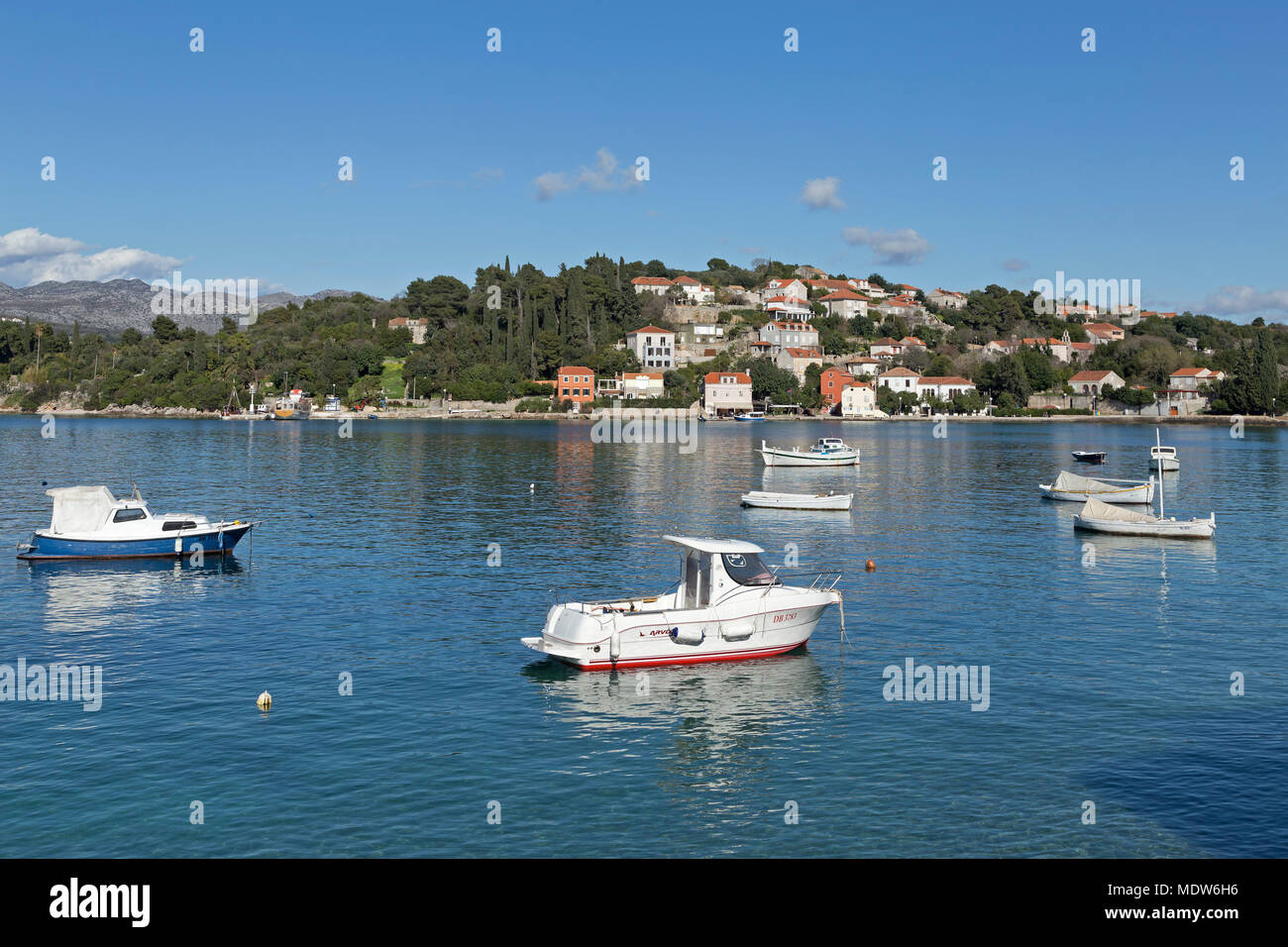 boats, Donje Čelo, Koločep Island, Elaphite Islands, Dalmatia, Croatia ...