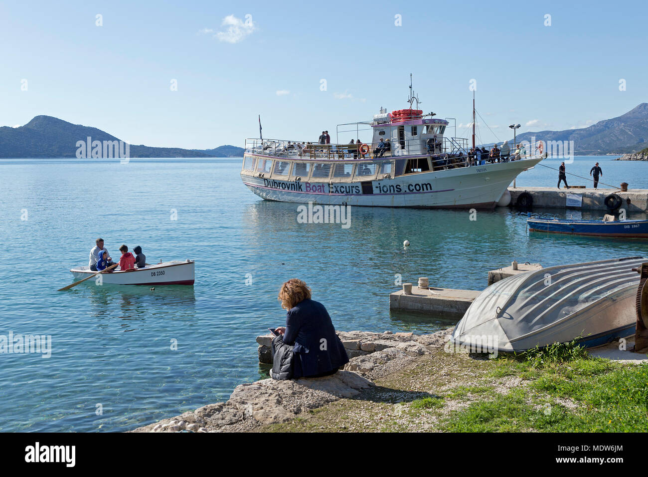 harbour, Donje Čelo, Koločep Island, Elaphite Islands, Dalmatia ...