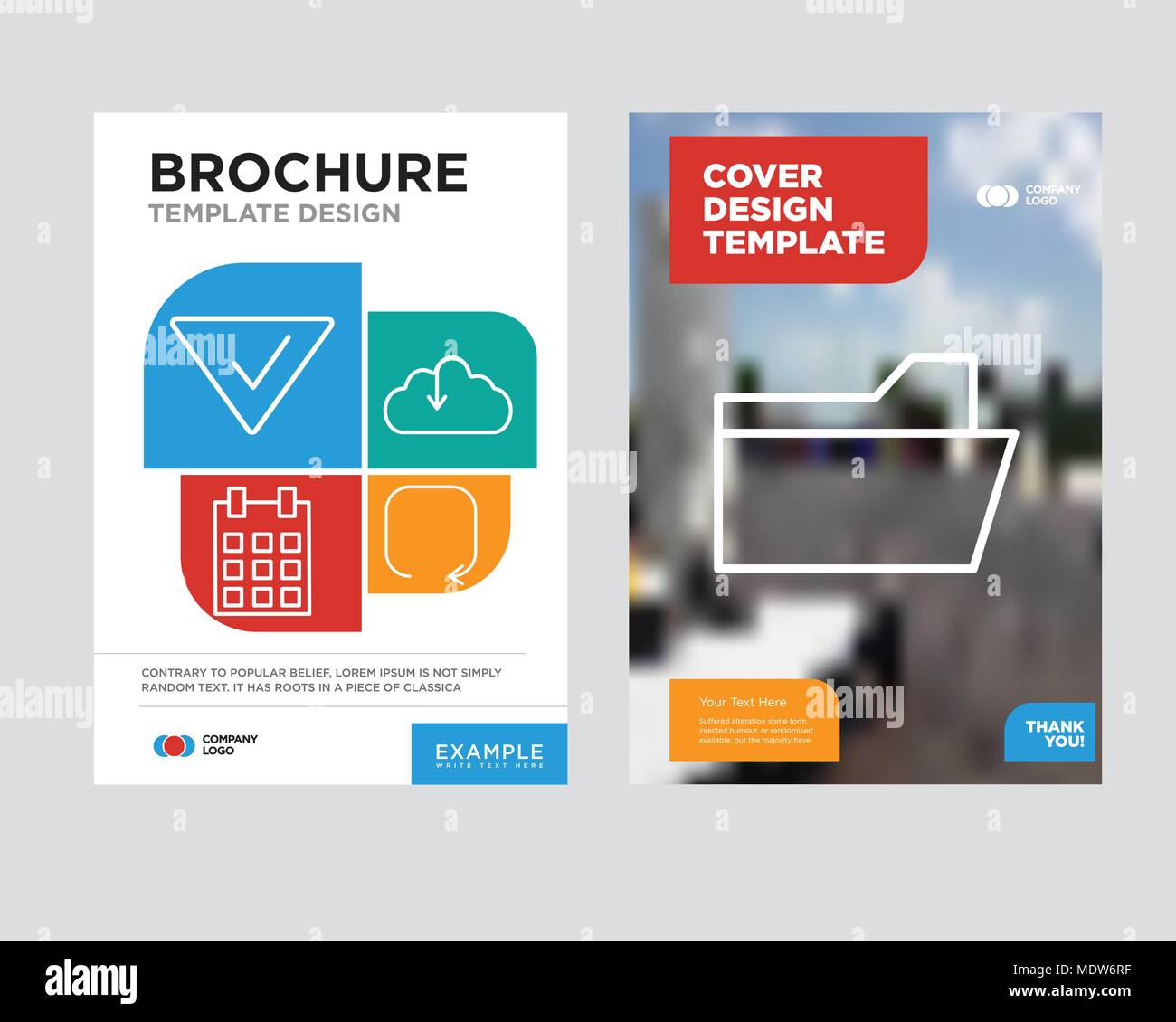 File folder brochure flyer design template with abstract photo ...