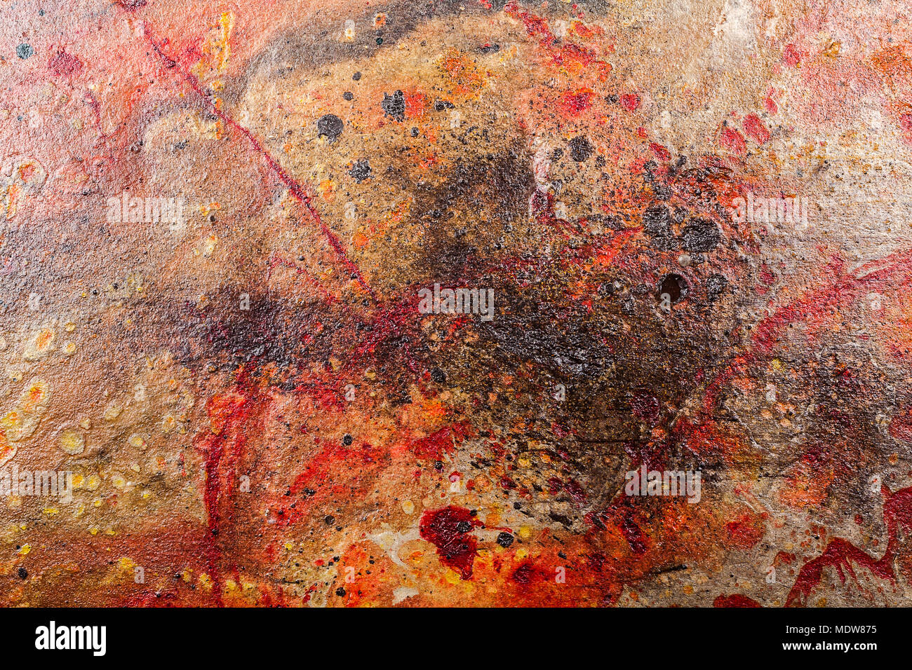 Yellow brown and red messy wall stucco texture background. Decorative ...
