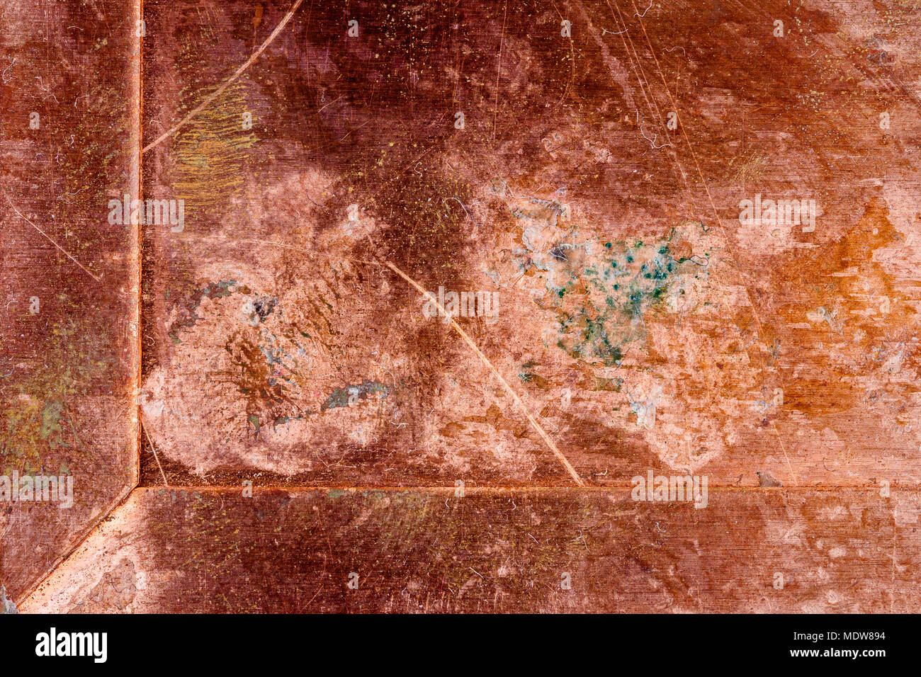 Scratched dirty dusty copper plate texture, old metal background ...