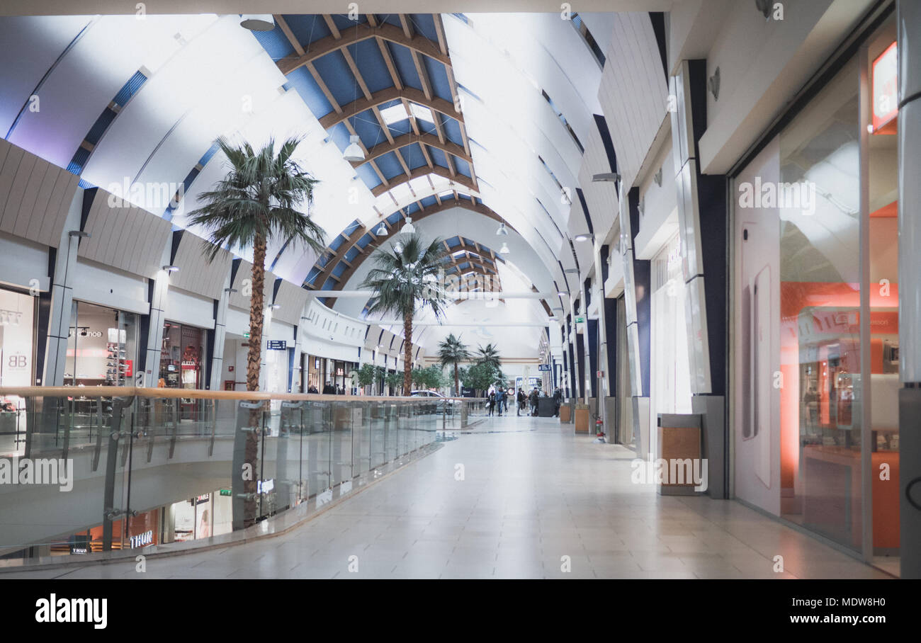 Rimini, Italy, March-05-2018 shopping center interior with people Stock ...