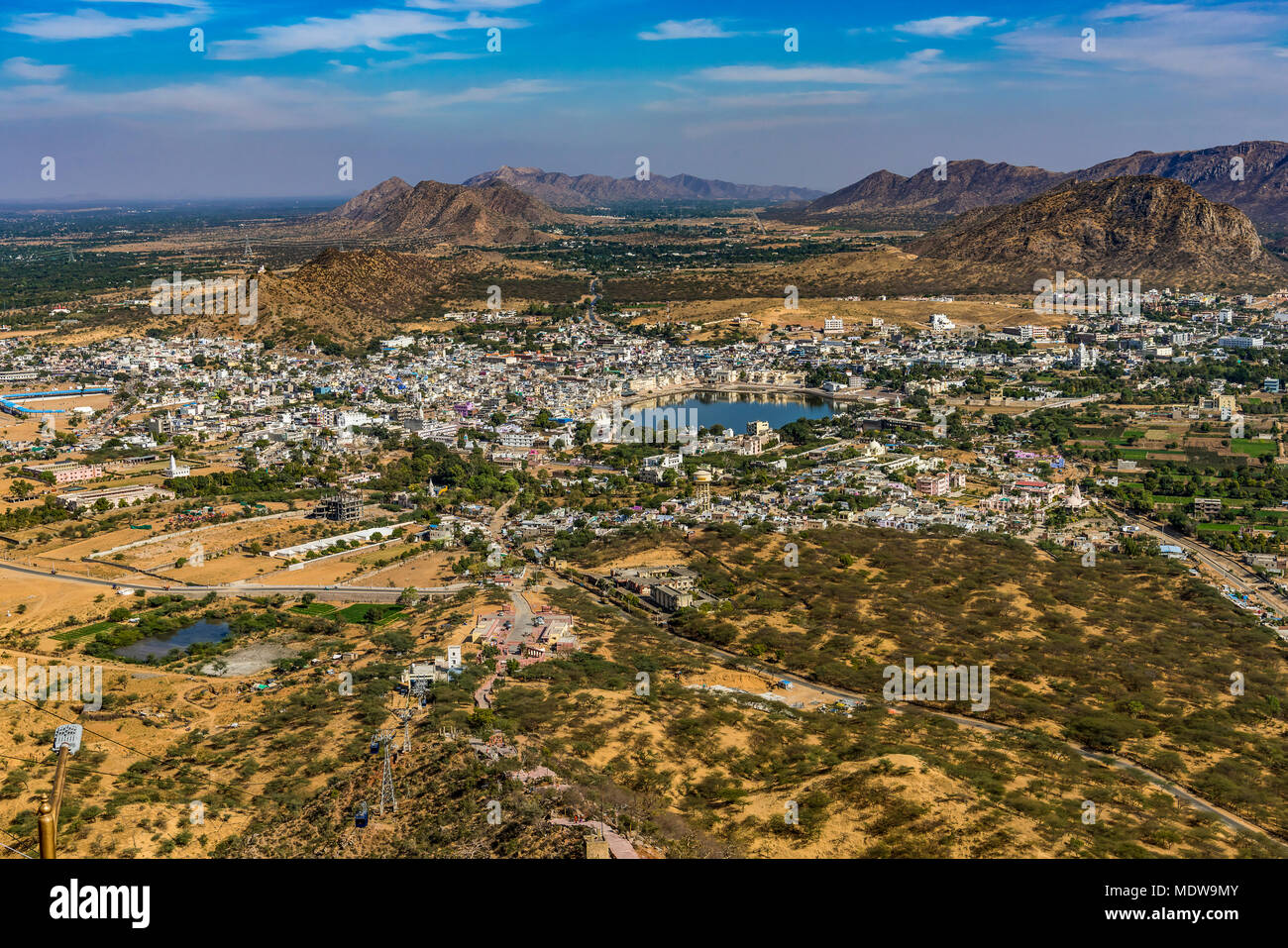 INDIA RAJASTHAN View of Pushkar city and lake Stock Photo - Alamy