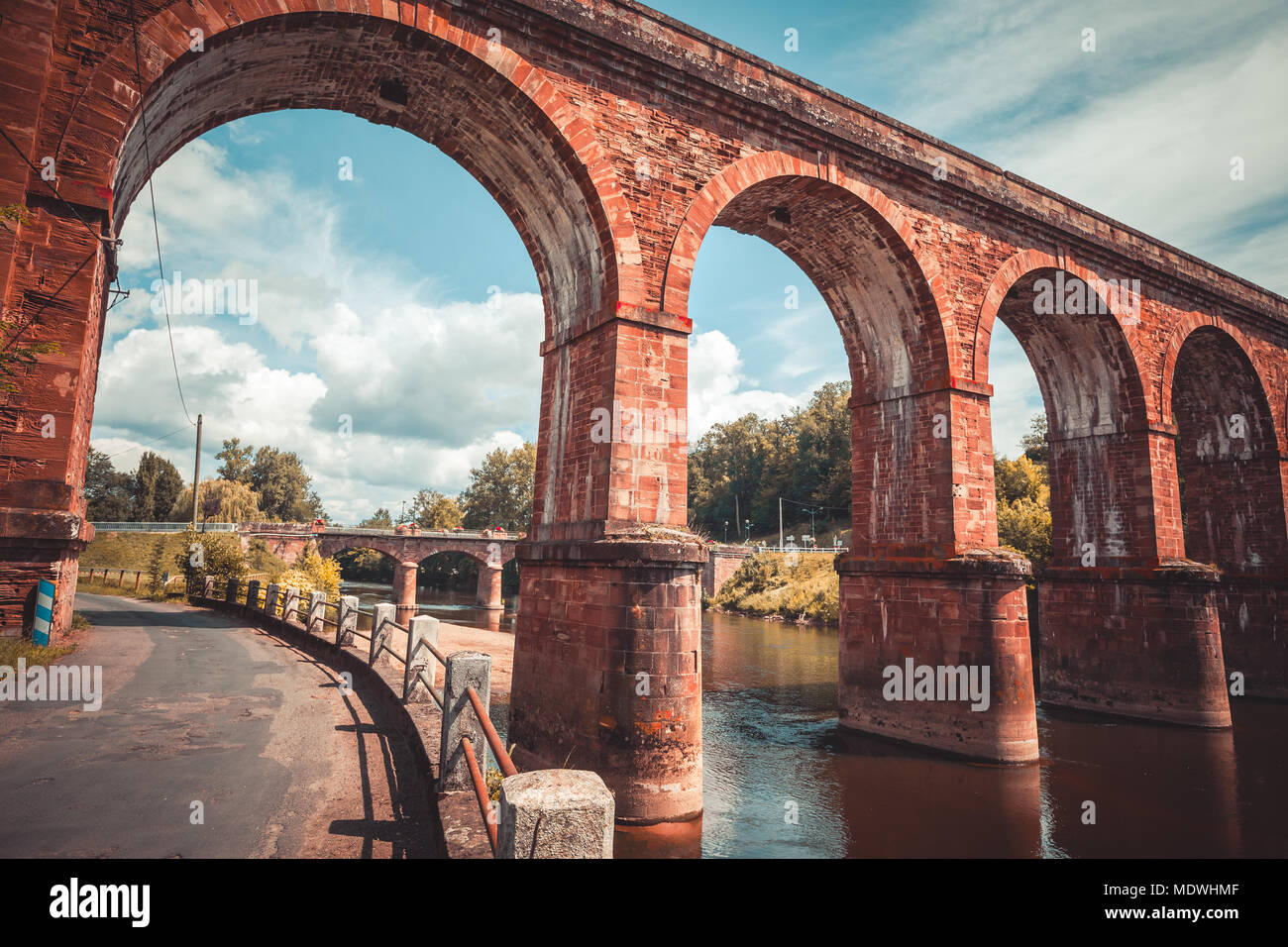 Huge arch train bridge built over Sorgue river in France Stock Photo ...