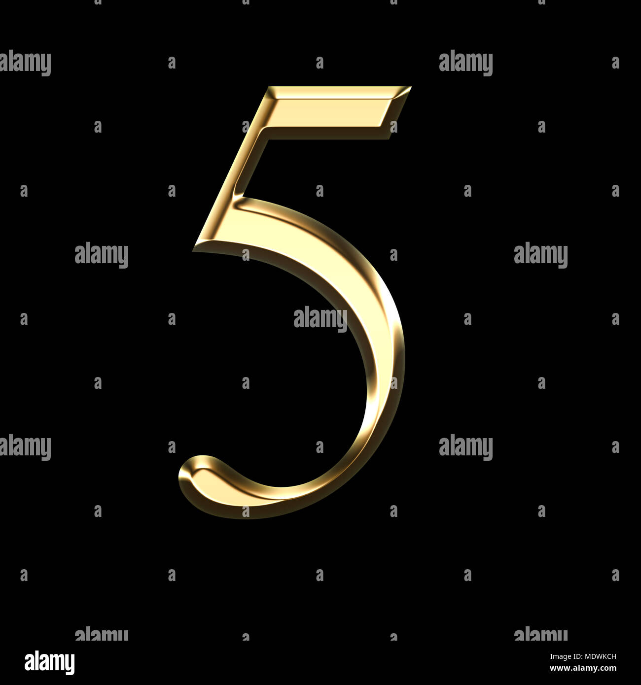 gold number five 3D illustration isolated on black background Stock ...
