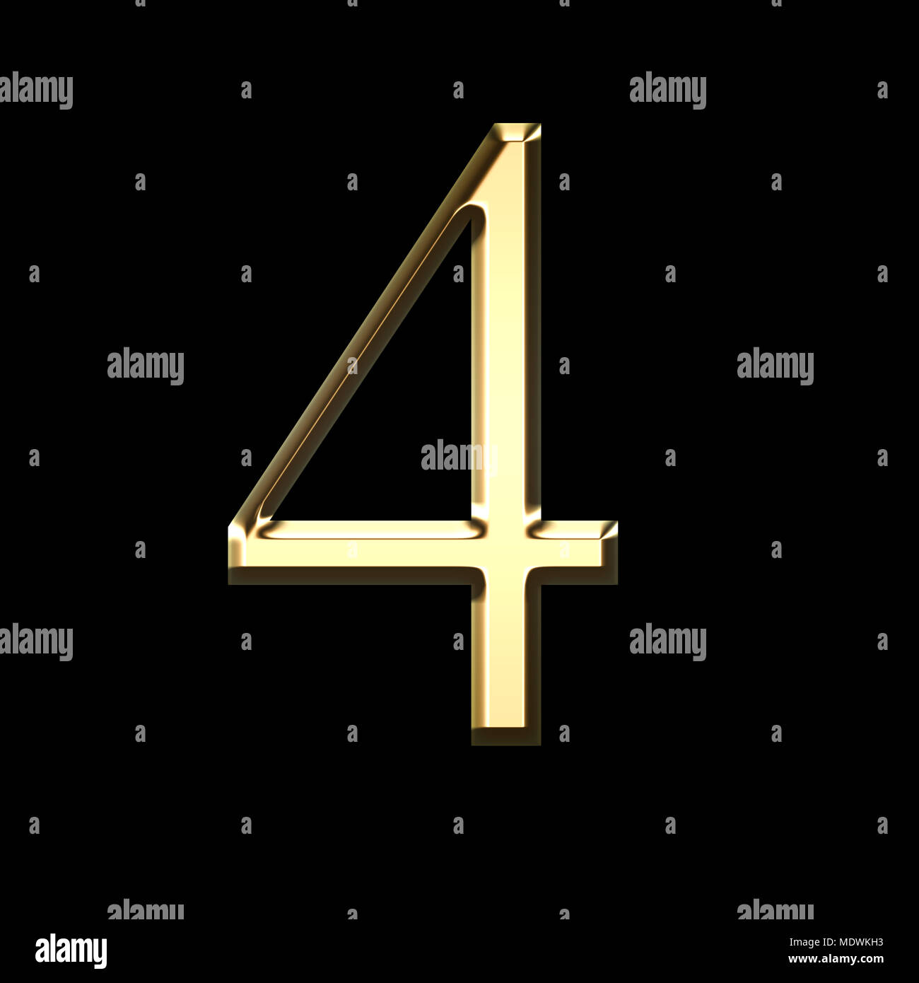 gold number four 3D illustration isolated on black background Stock ...