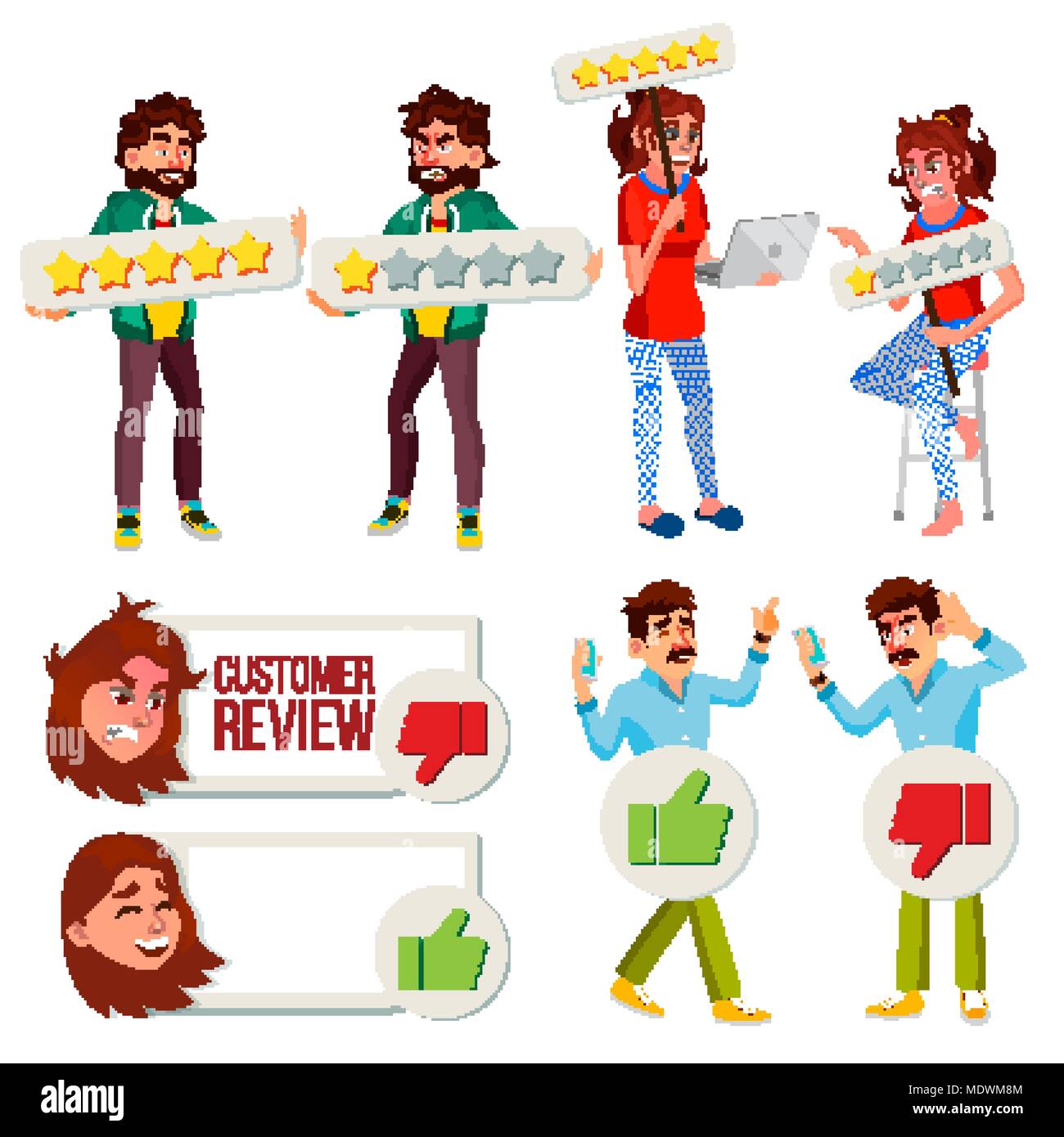 Customer Review Set Vector. Business Positive, Negative Client Review ...