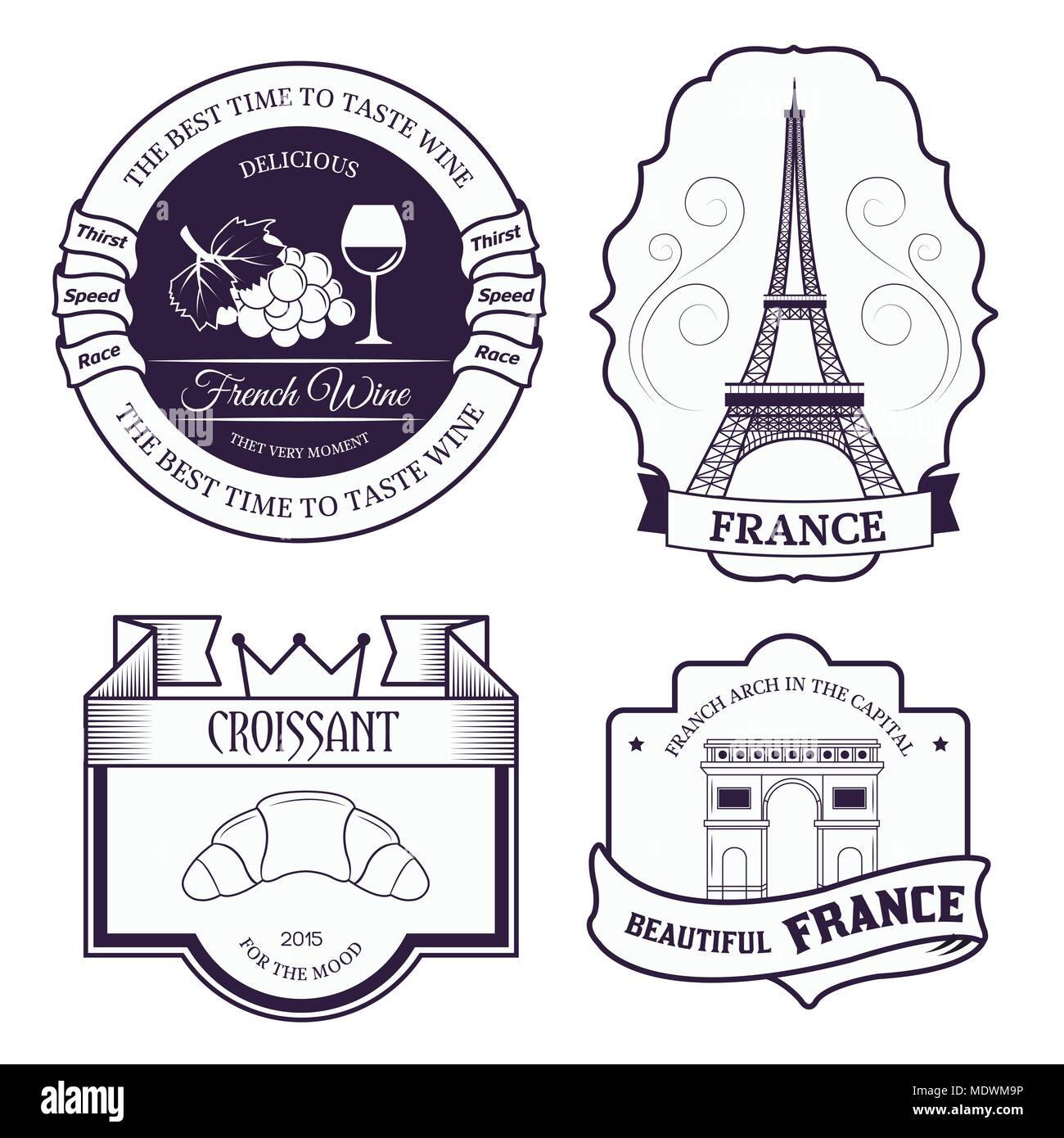 Country France set label template of emblem element for your product or ...