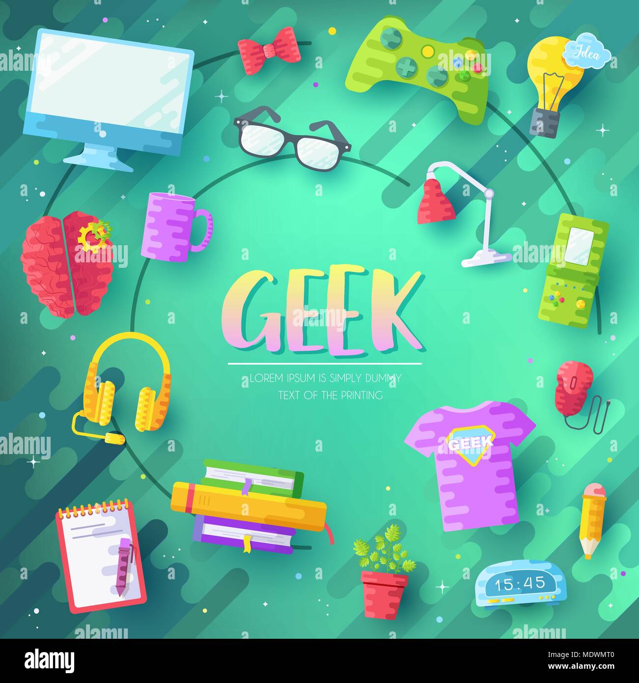 Vector it geeks icons illustrations set. Flat office professional ...