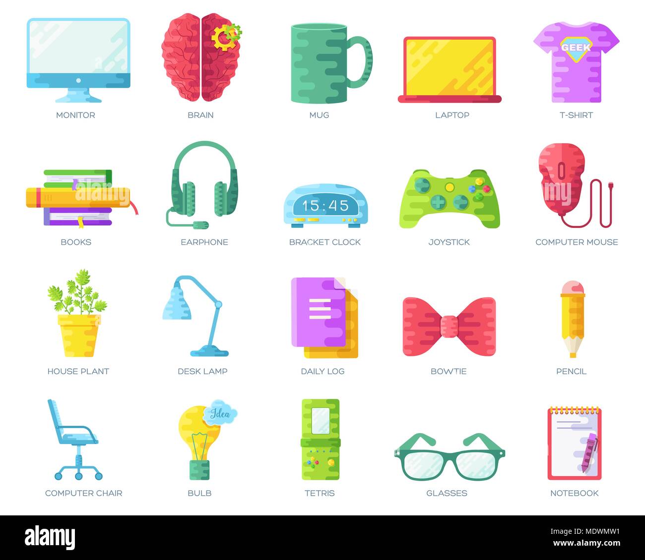 Vector it geeks people colorful icons illustrations set. Flat office ...
