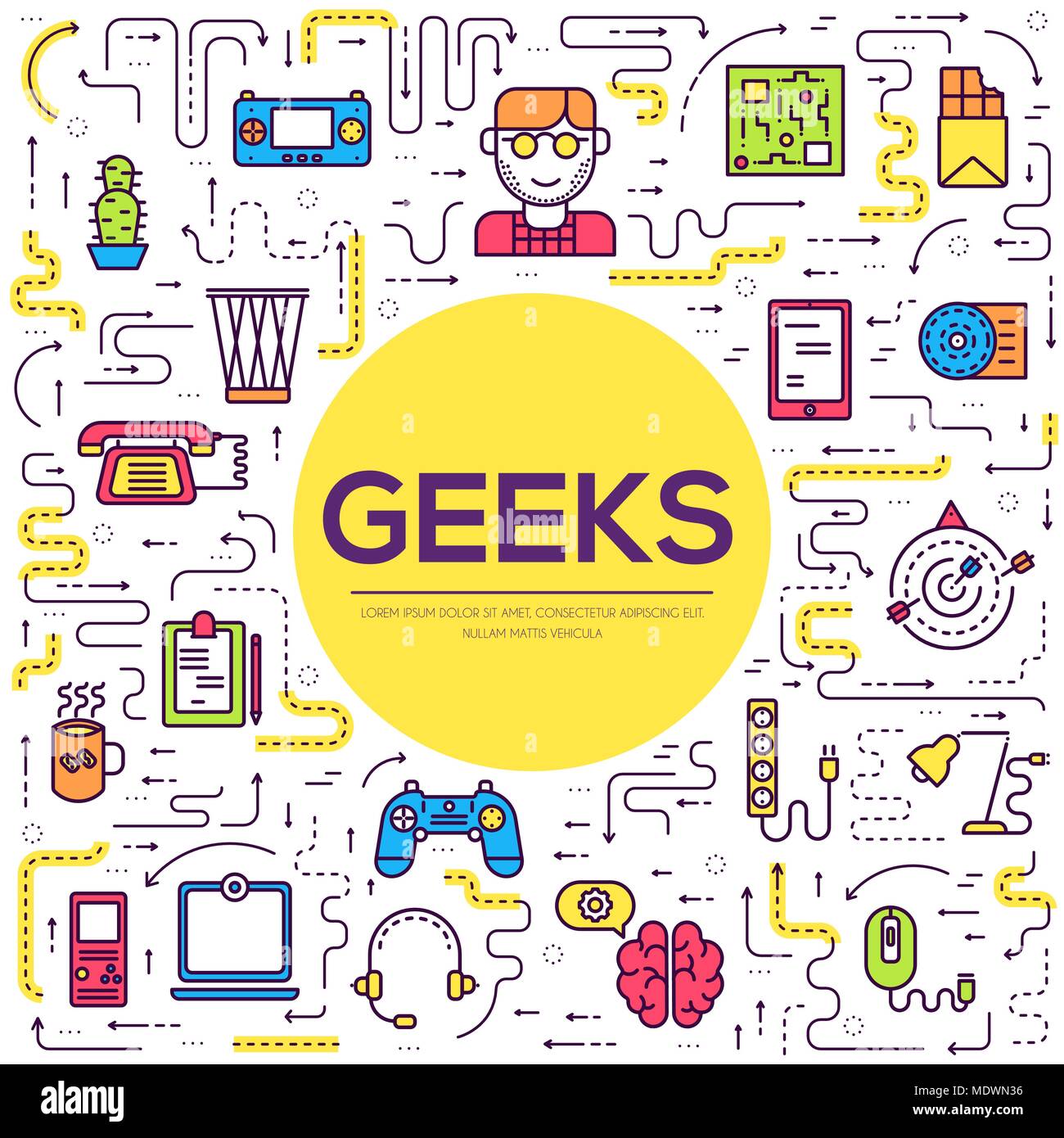 Vector outline it geeks people icons illustrations set. Flat thin line ...