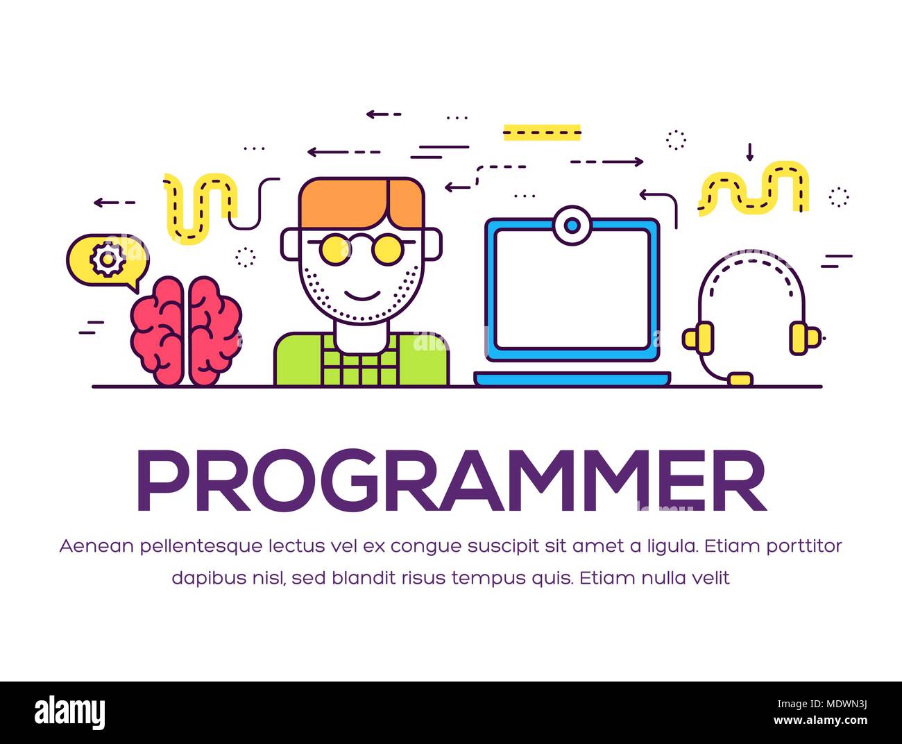 Vector outline it geeks people icons illustrations set. Flat thin line ...