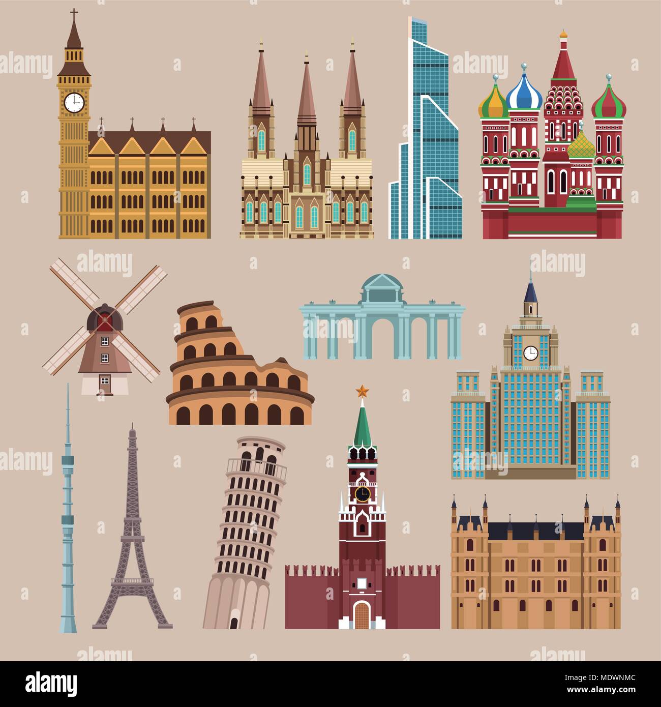 Italy Elements Of Architecture Of Buildings Stock Vector Images - Alamy