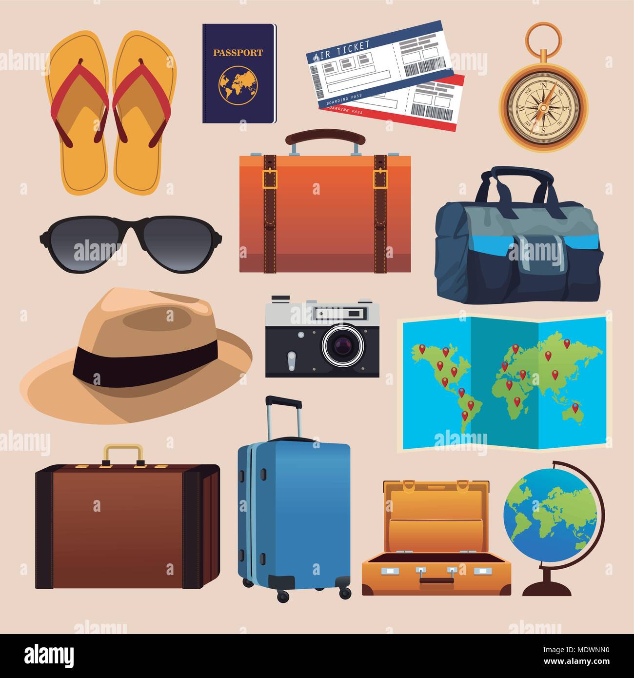 Set of travel elements Stock Vector Image & Art - Alamy