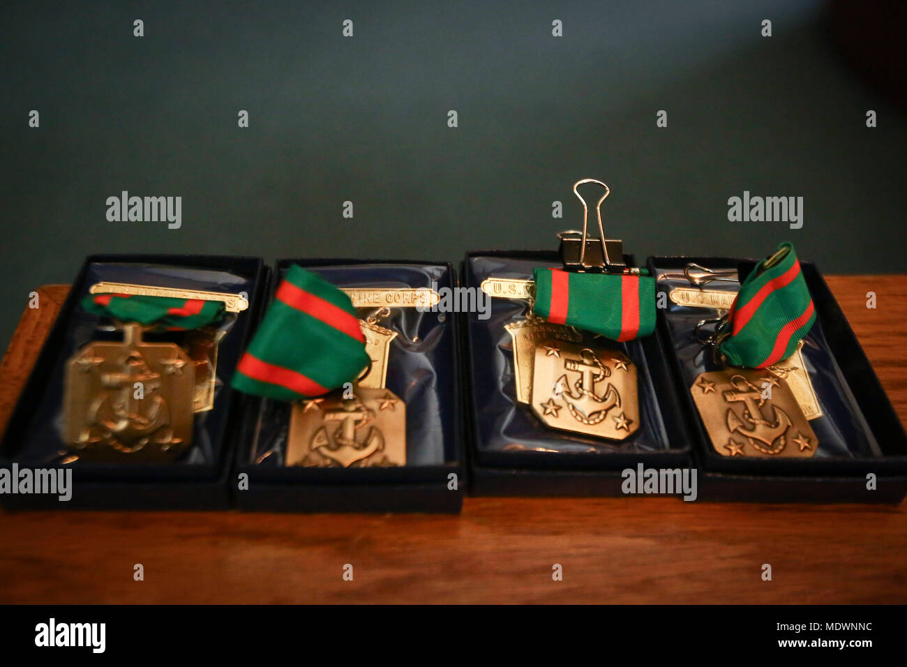 Navy Marine Corps Achievement Medals are displayed during the 3rd ...