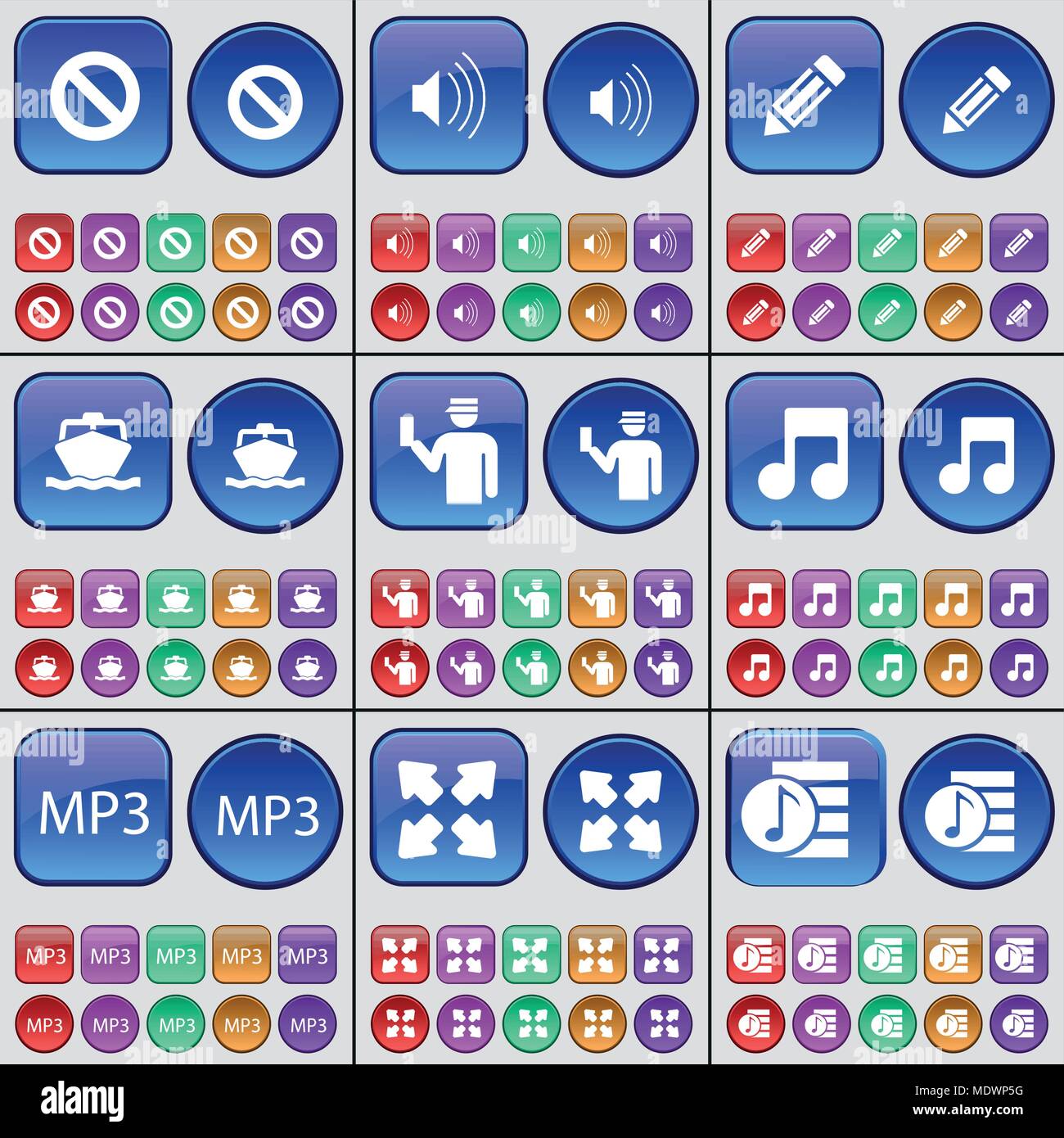 Stop, Sound, Pencil, Ship, Silhouette, Note, MP3, Deploying screen ...
